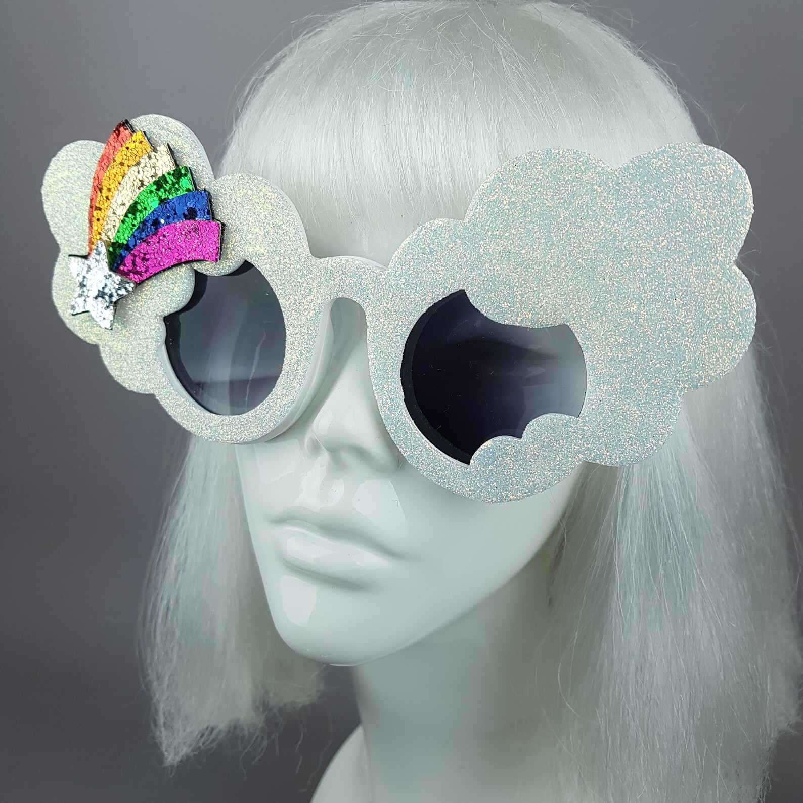 Rainbow And Cloud Sunglasses Glitter Statement Novelty Etsy