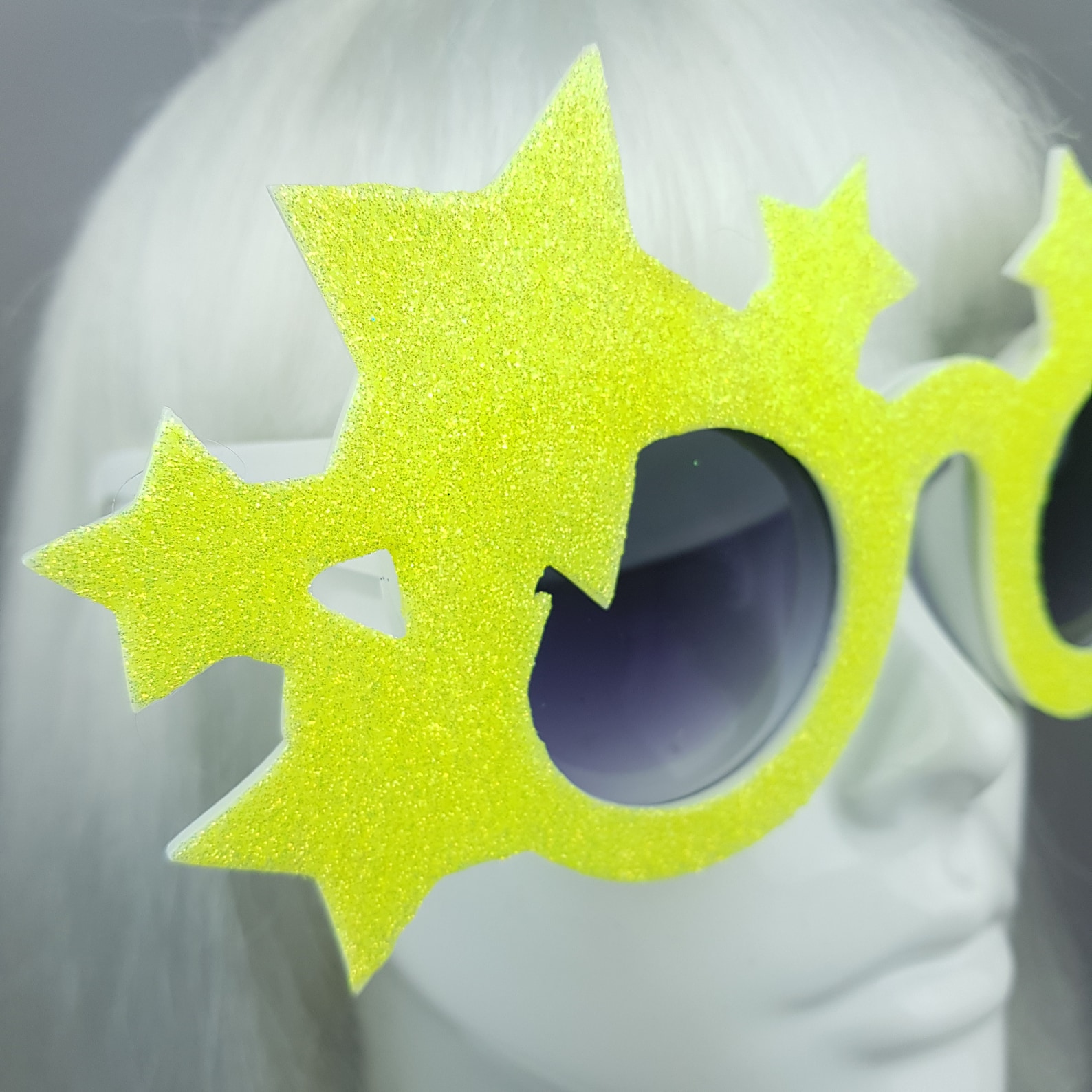 Neon Yellow Glitter Star Sunglasses, Glam Rock, 60's 70's Eyewear ...
