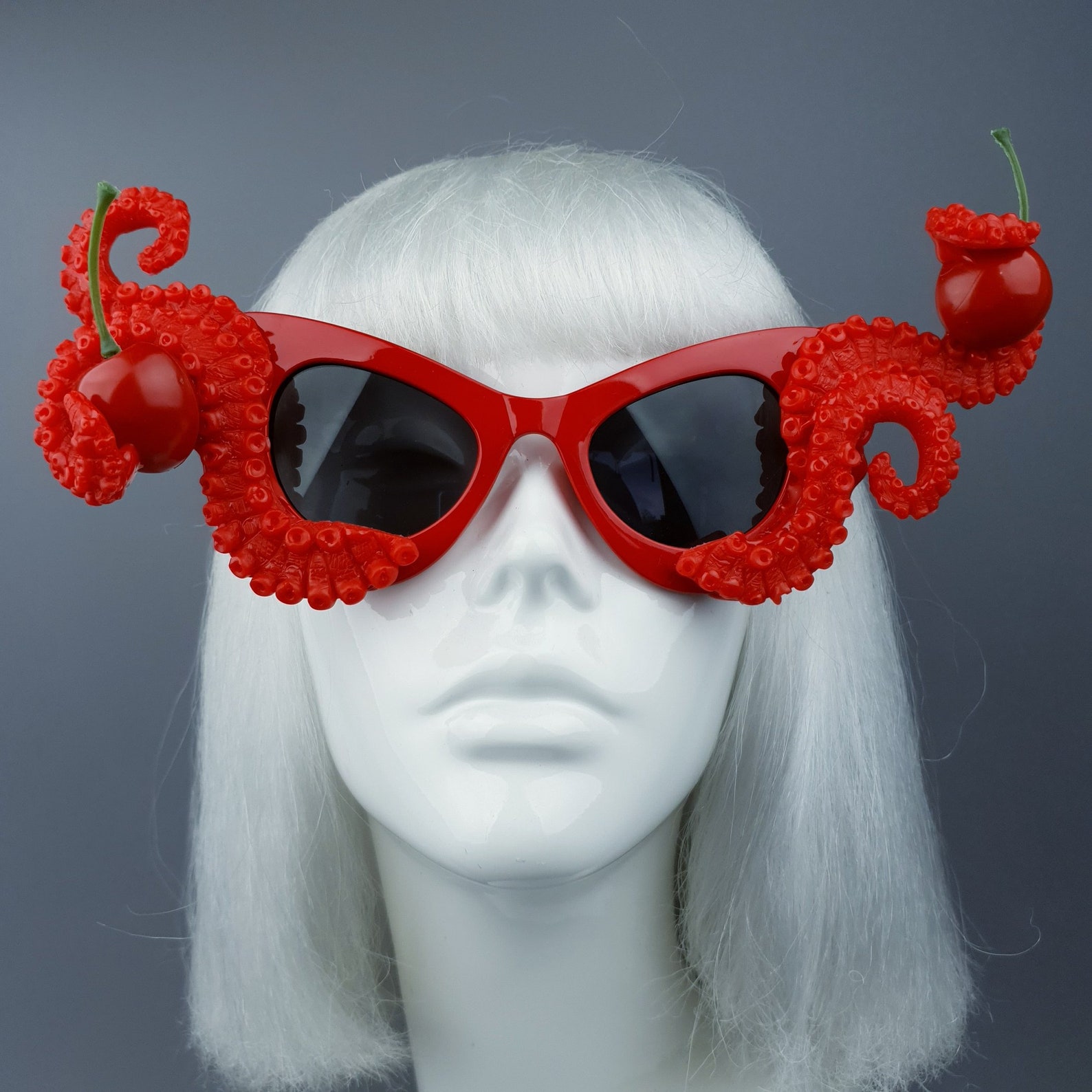Ursula Red Octopus Kraken Tentacle & Cherry Sunglasses OTT - Etsy
