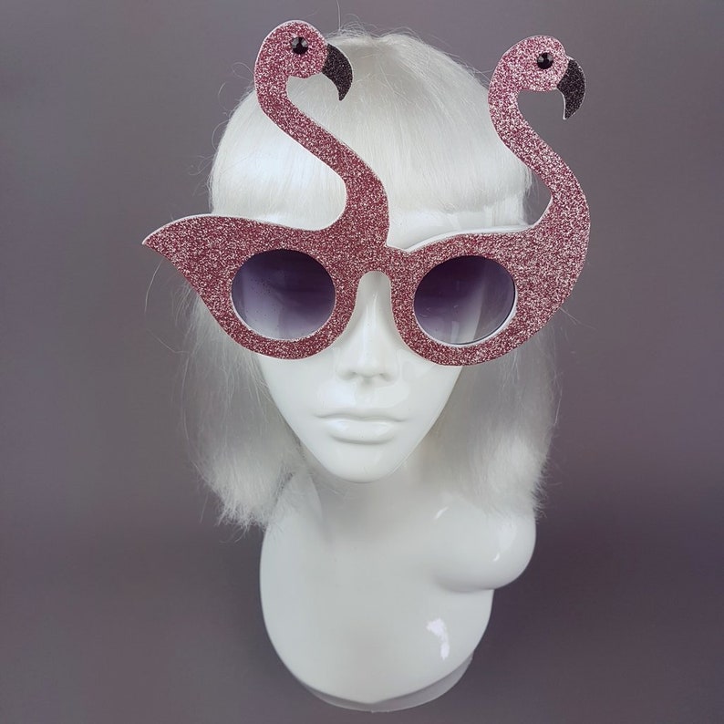 Flamingo Sunglasses Pink Glitter Burning Man Festival Etsy