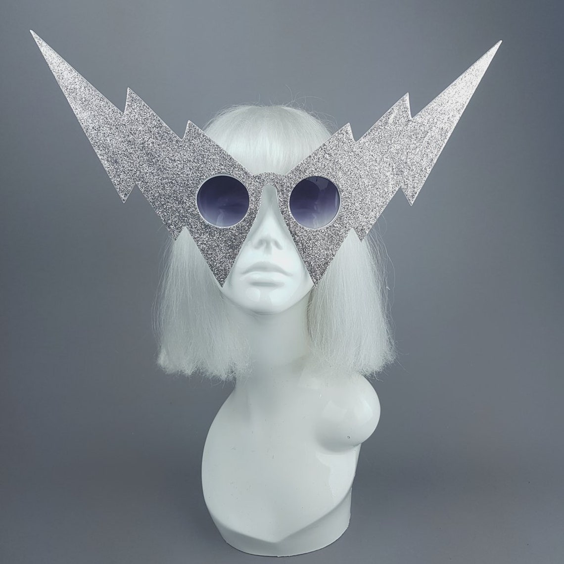 Silver Glitter Lightening Bolt Sunglasses Hen Party Goth | Etsy