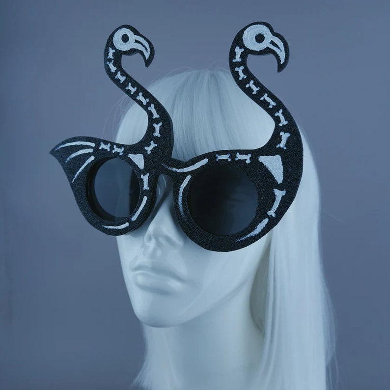 Black Glitter Skeleton Flamingo Sunglasses Burning Man - Etsy
