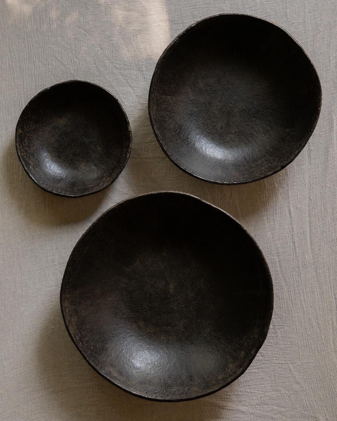 Handmade Ceramic Bowls | Rustic Dinnerware Bowls, Dark Moody Black ...
