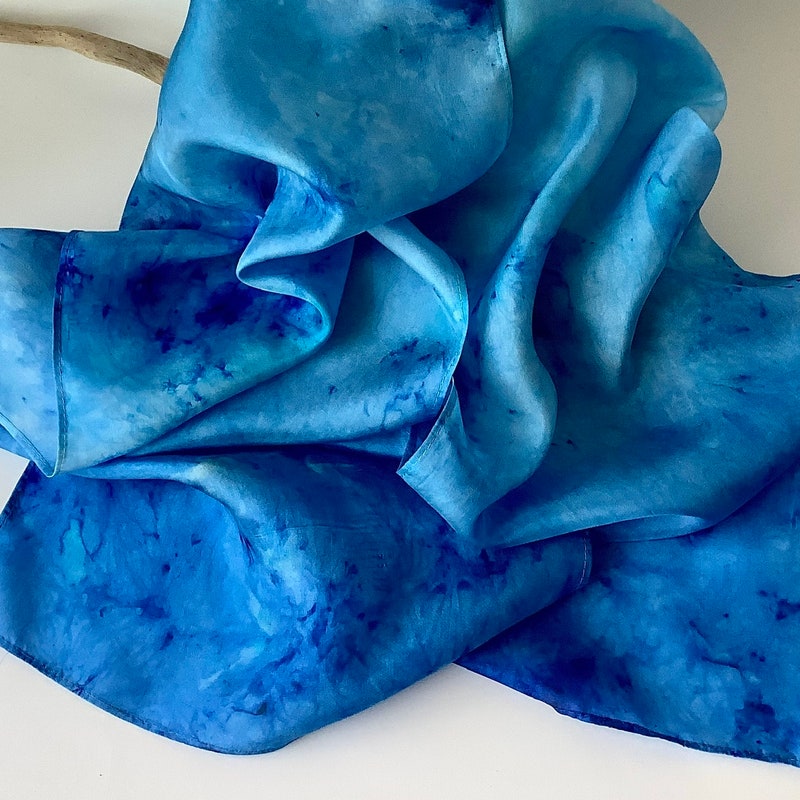 Blue Silk Scarf - Etsy