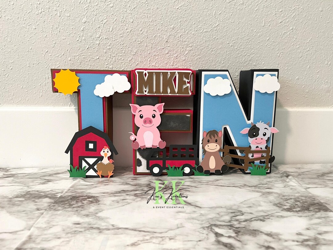 8” Farm Theme 3D Letters/numbers Centerpieces | Farm Theme Party ...