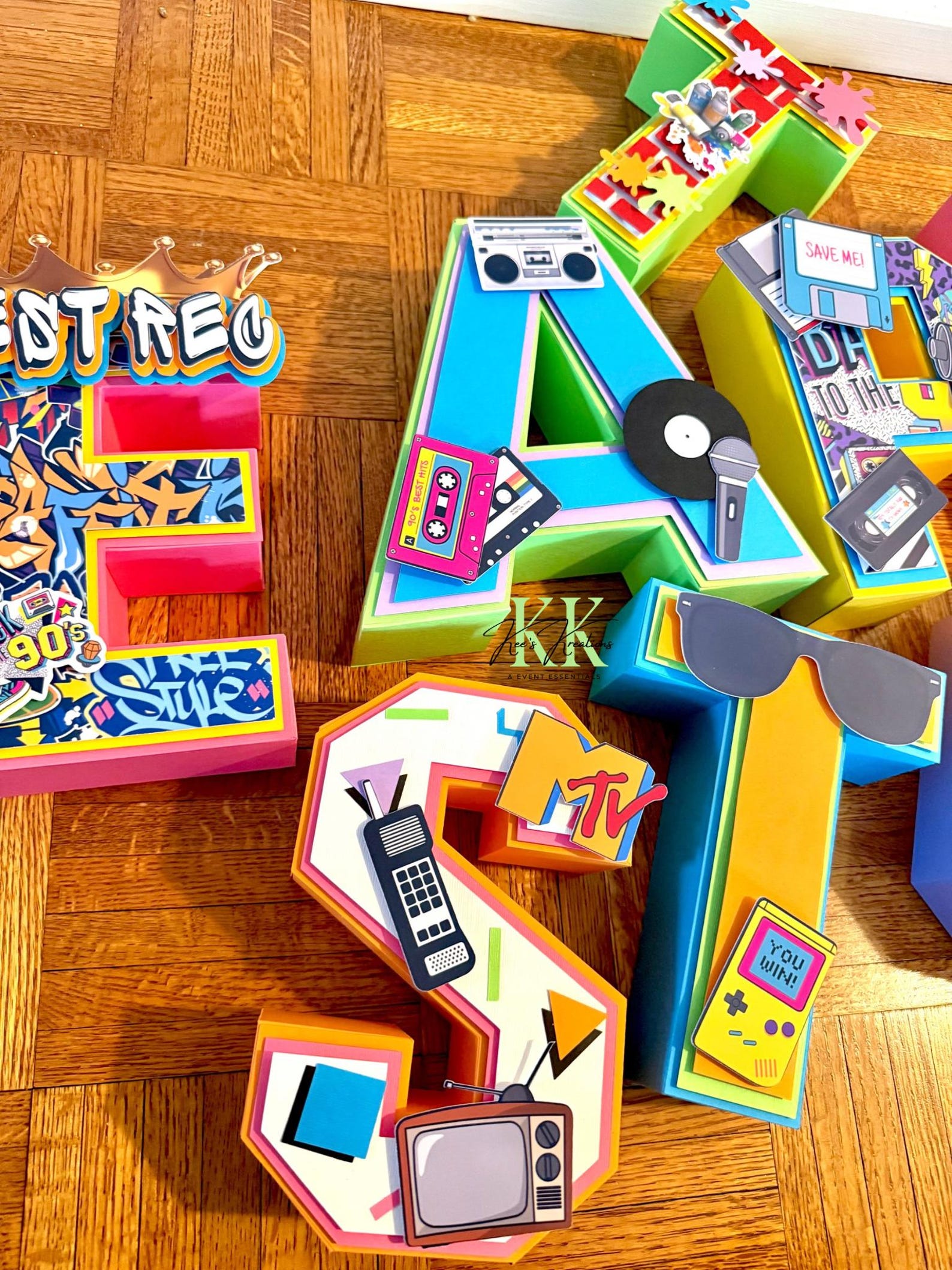 8” 90’s Theme 3D Letters/numbers Centerpieces | 90’s Theme Party ...