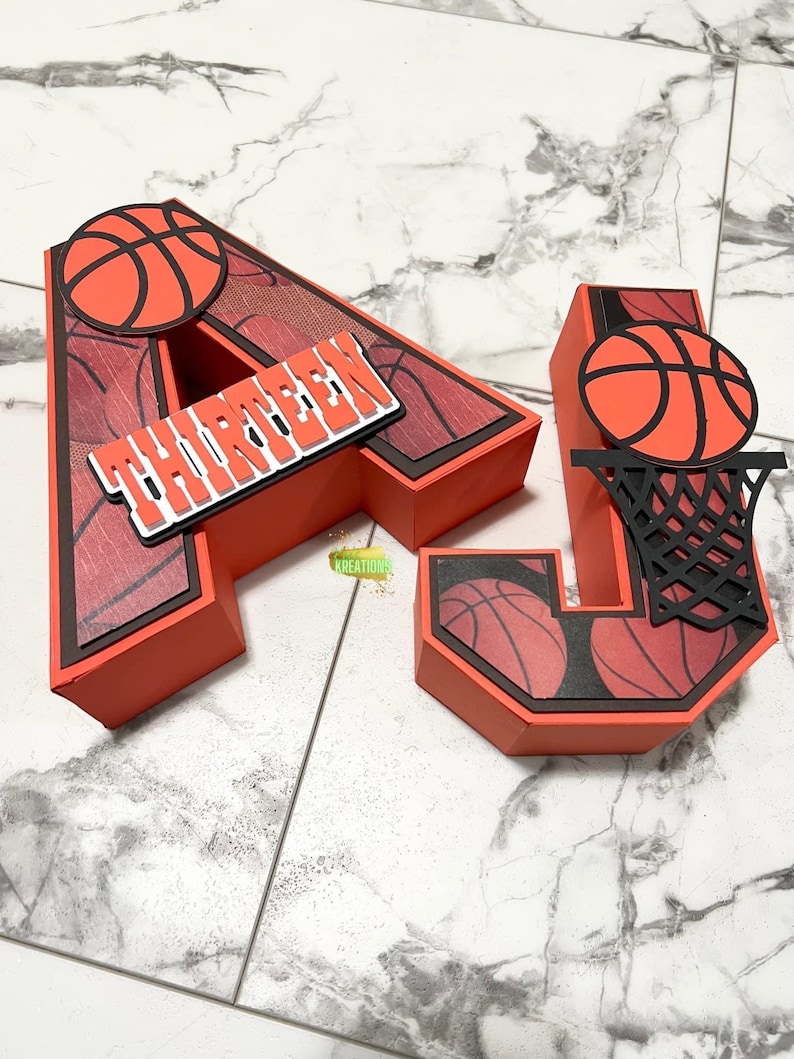 8” Basketball Theme 3D Letters/numbers Centerpiece | Basketball Party ...