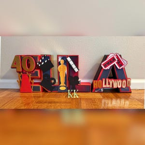 8” Hollywood Theme 3D Letters/numbers Centerpieces | Hollywood Theme ...