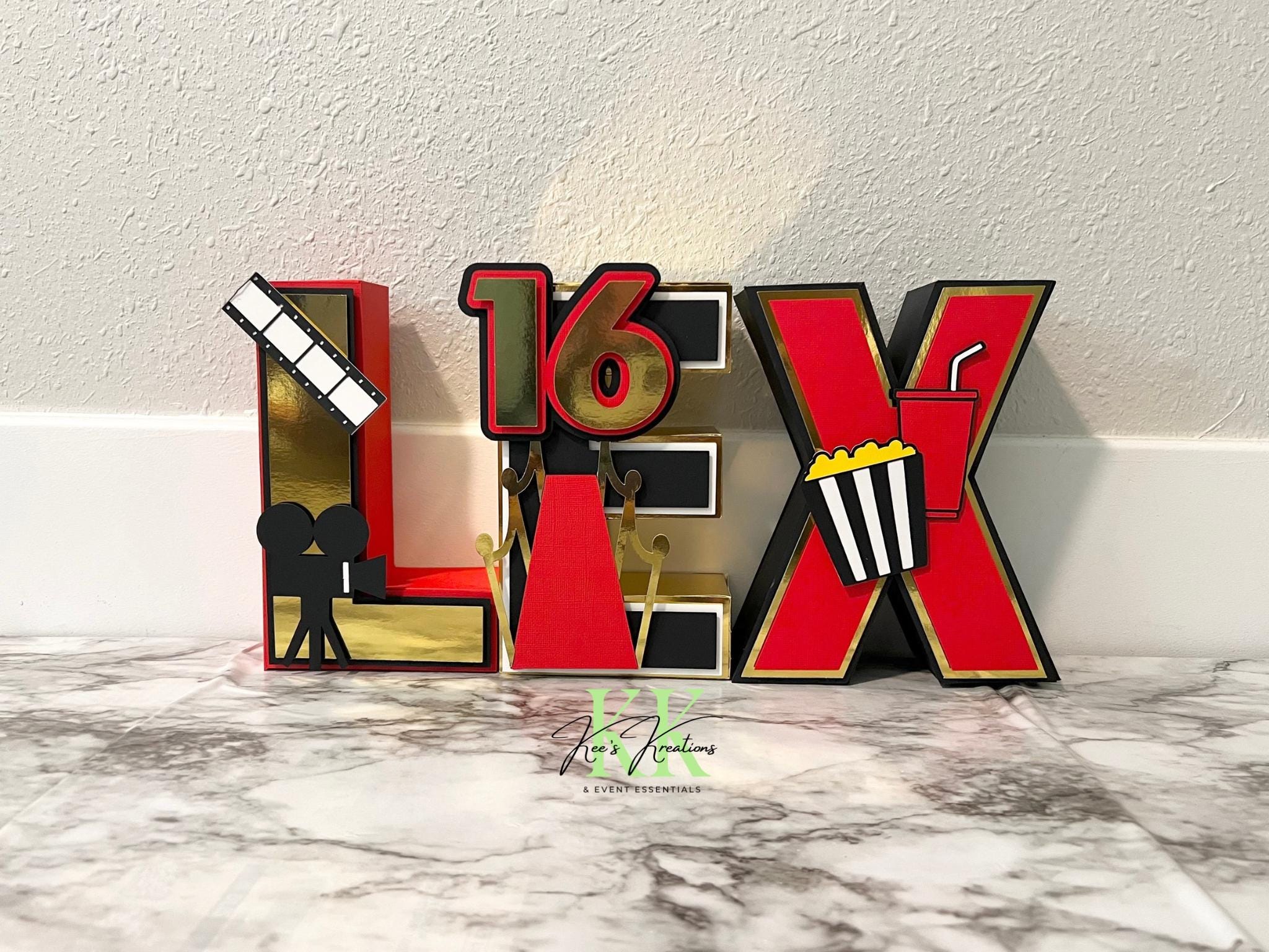 8” Hollywood Theme 3D Letters/numbers Centerpieces | Hollywood Theme ...