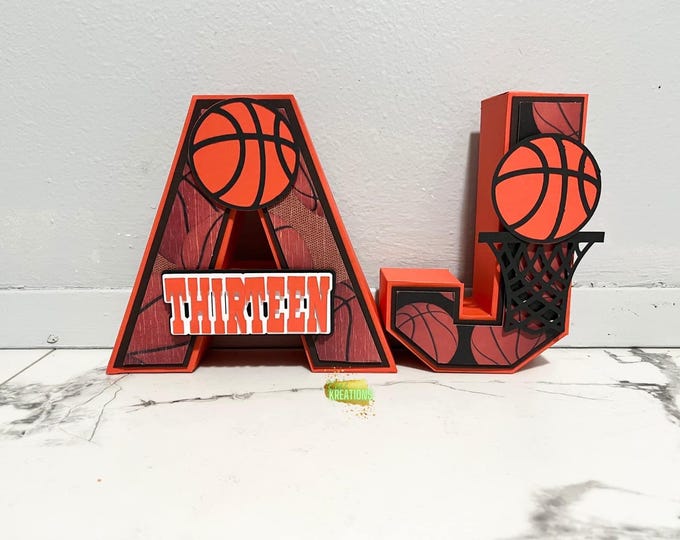 8” Basketball Theme 3D Letters/numbers Centerpiece | Basketball Party ...