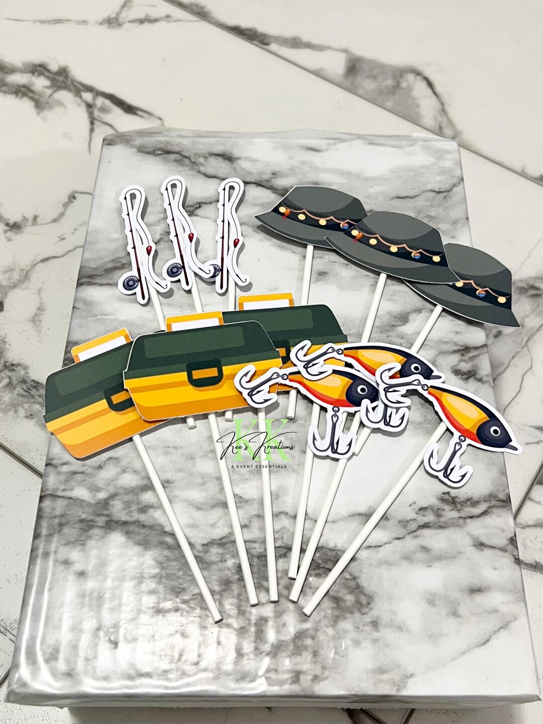 Fishing Theme Cupcake Toppers | Fishing Theme Party Decorations ...