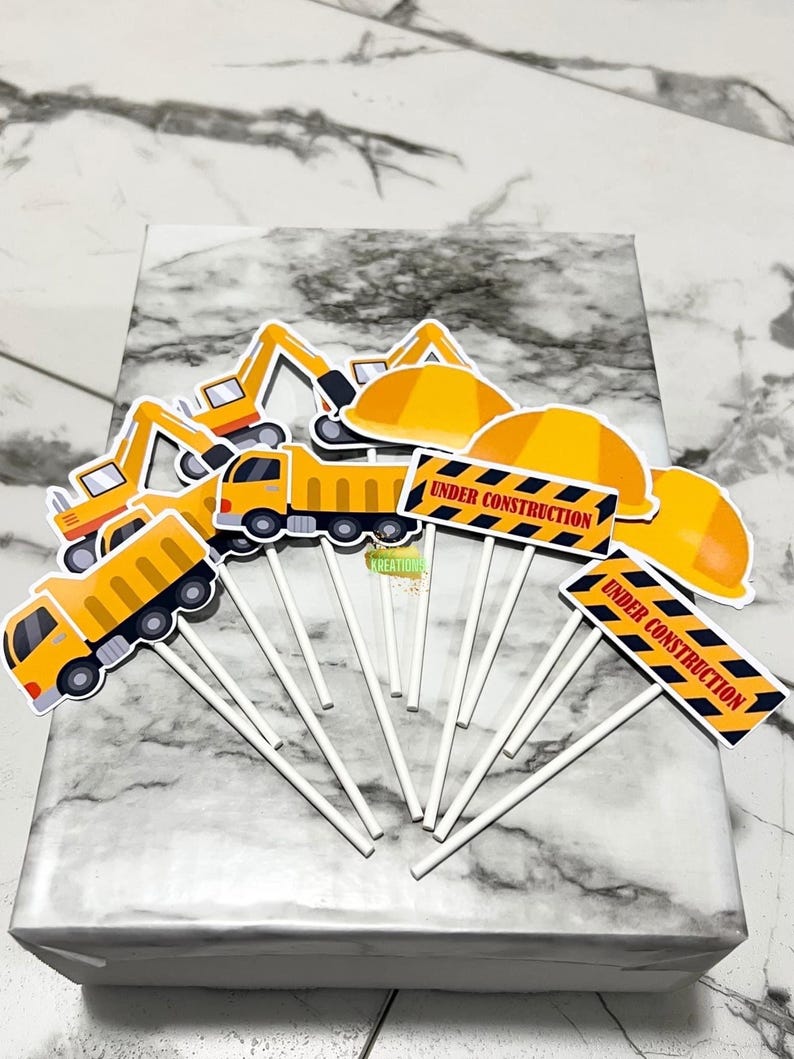 Construction Theme Cupcake Toppers | Construction Theme Party ...