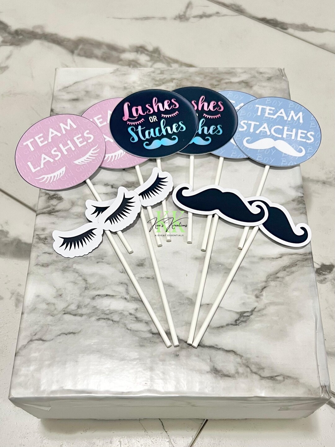 Lashes or Staches Theme Cupcake Toppers | Lashes or Staches Party ...