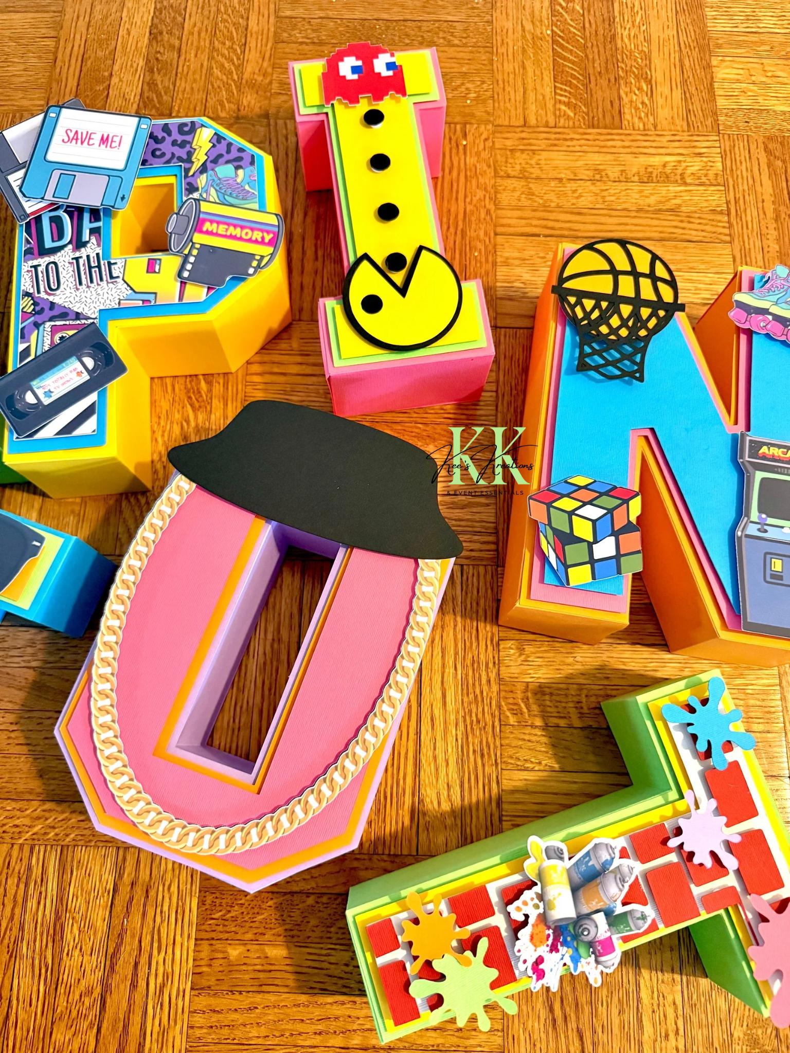 8” 90’s Theme 3D Letters/numbers Centerpieces | 90’s Theme Party ...