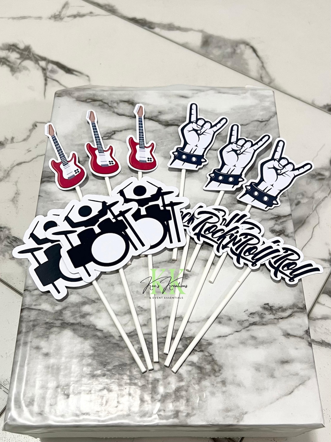 Rock N’ Roll Theme Cupcake Toppers | Rock N’ Roll Theme Party ...