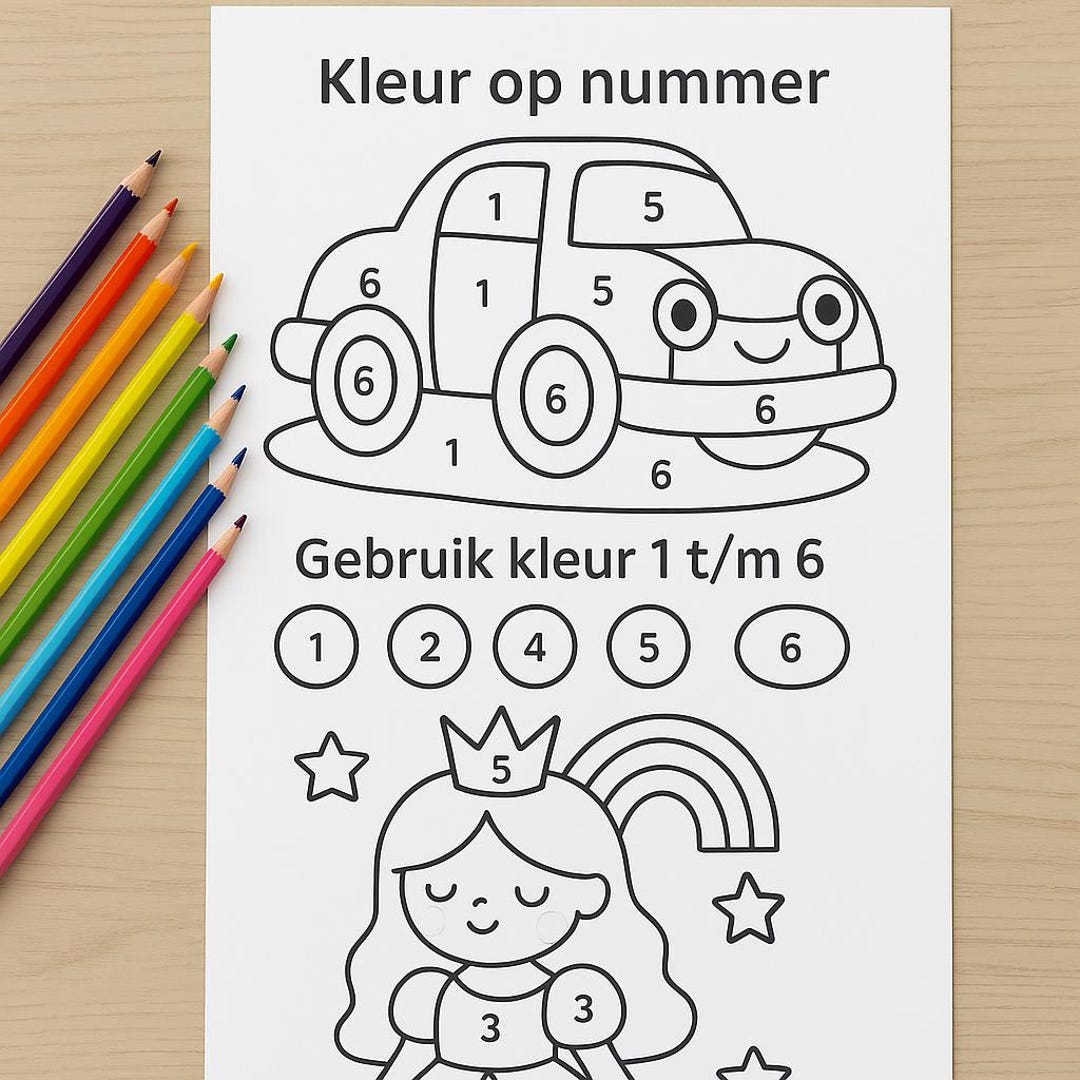 Printable Color by Number Poster – Dino / Vehicle / Princess – for ...
