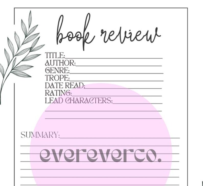 Book Review Printable Pdf - Etsy