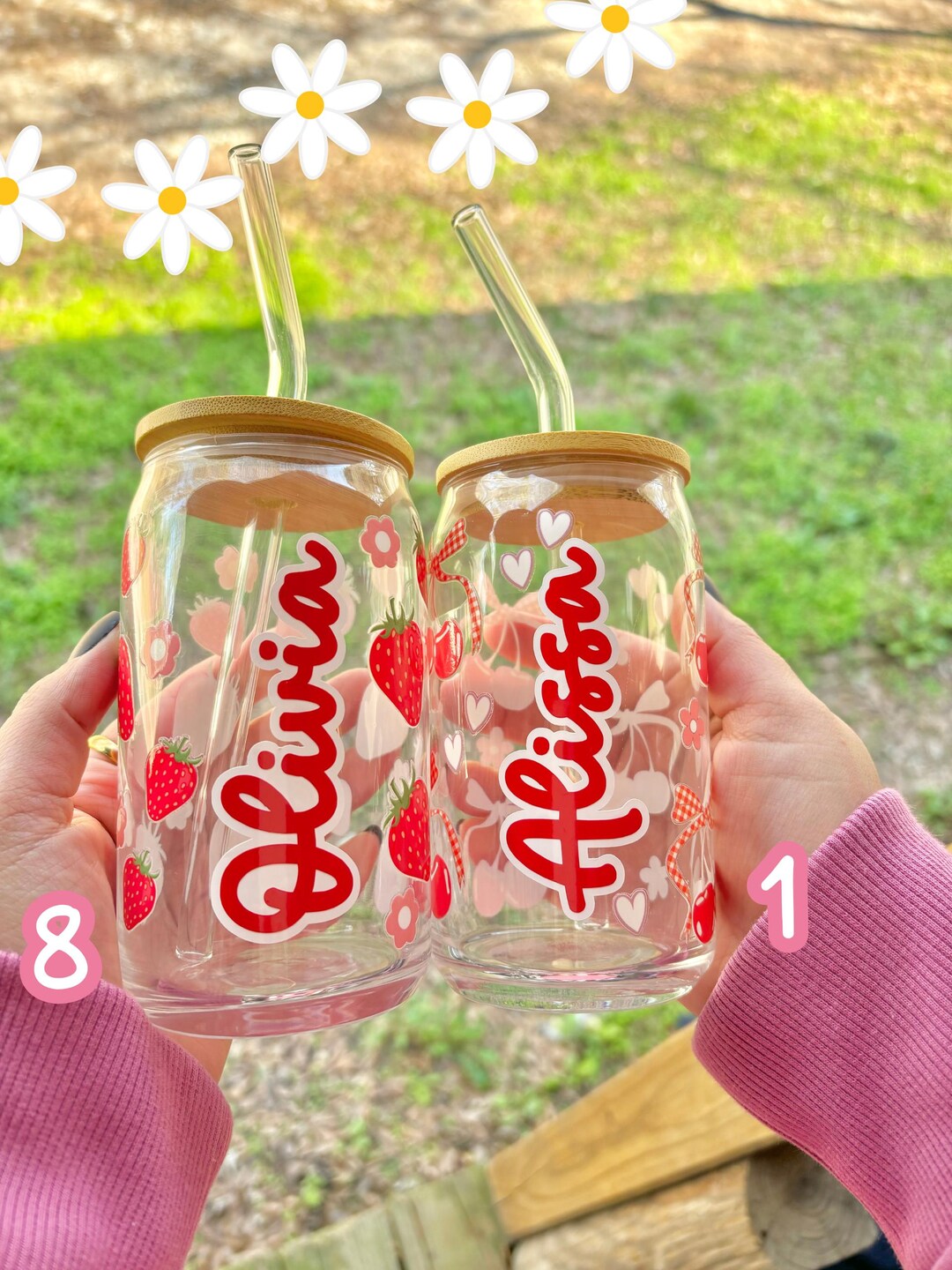 Personalized Glass Iced Coffee Cup: Custom Name UV DTF Design - Etsy
