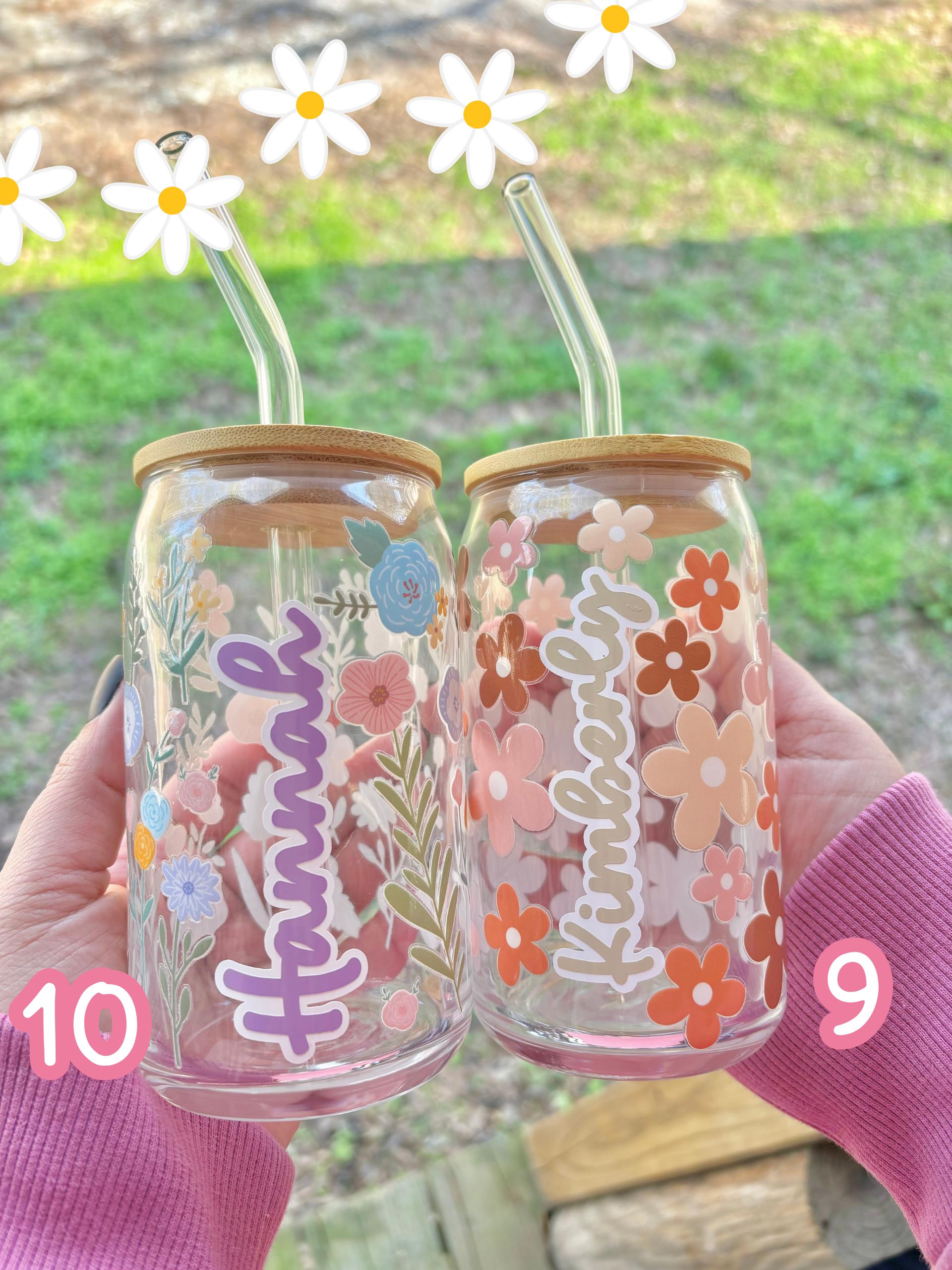Personalized Glass Iced Coffee Cup: Custom Name UV DTF Design - Etsy