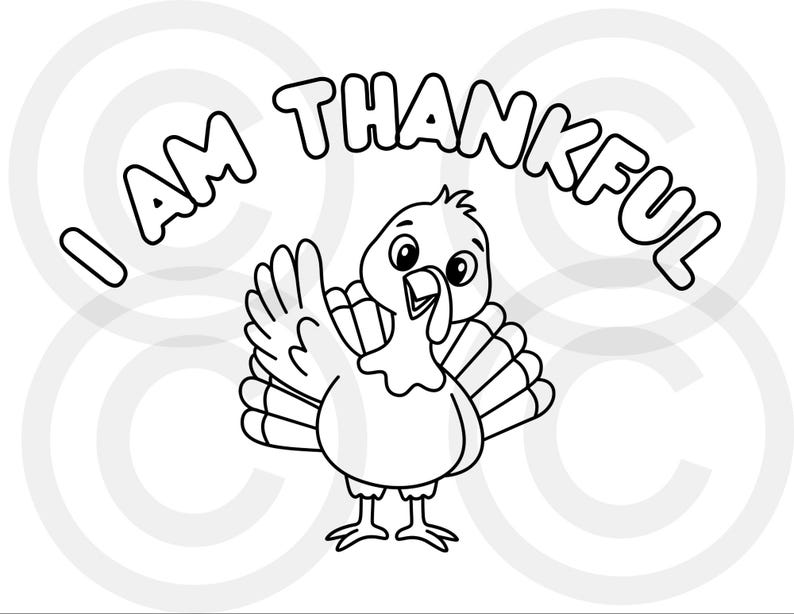 I Am Thankful Turkey Coloring Page - Etsy