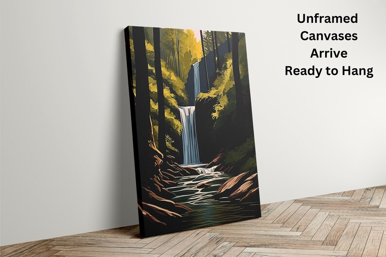 Double Waterfall Canvas Print or Poster: Serene Forest Landscape Wall ...