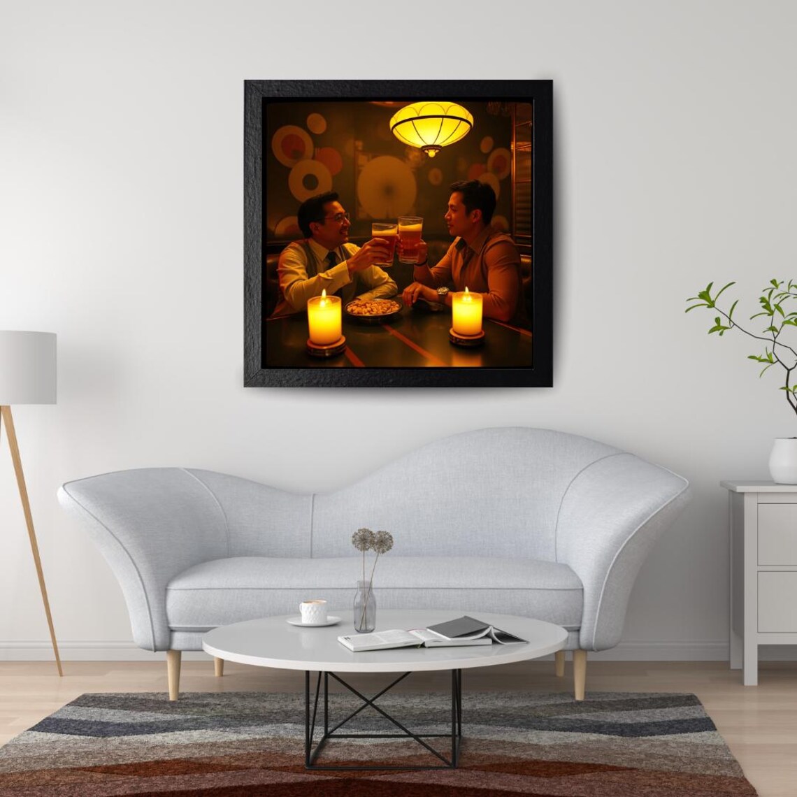 Retro Bar Scene Digital Art Vintage Wall Decor for Home Bars, Kitchens ...