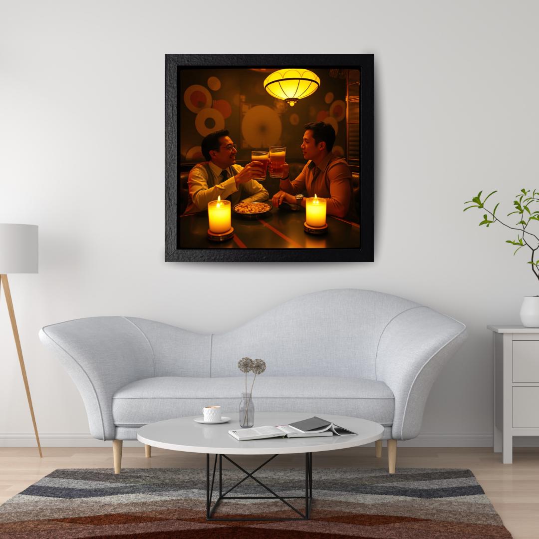 Retro Bar Scene Digital Art Vintage Wall Decor for Home Bars, Kitchens ...