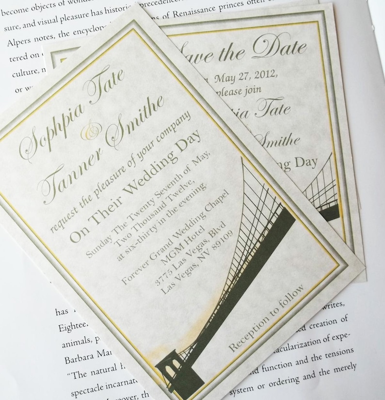 Brooklyn Bridge Inspired Wedding Invitations- Wedding Invitation Sample ...