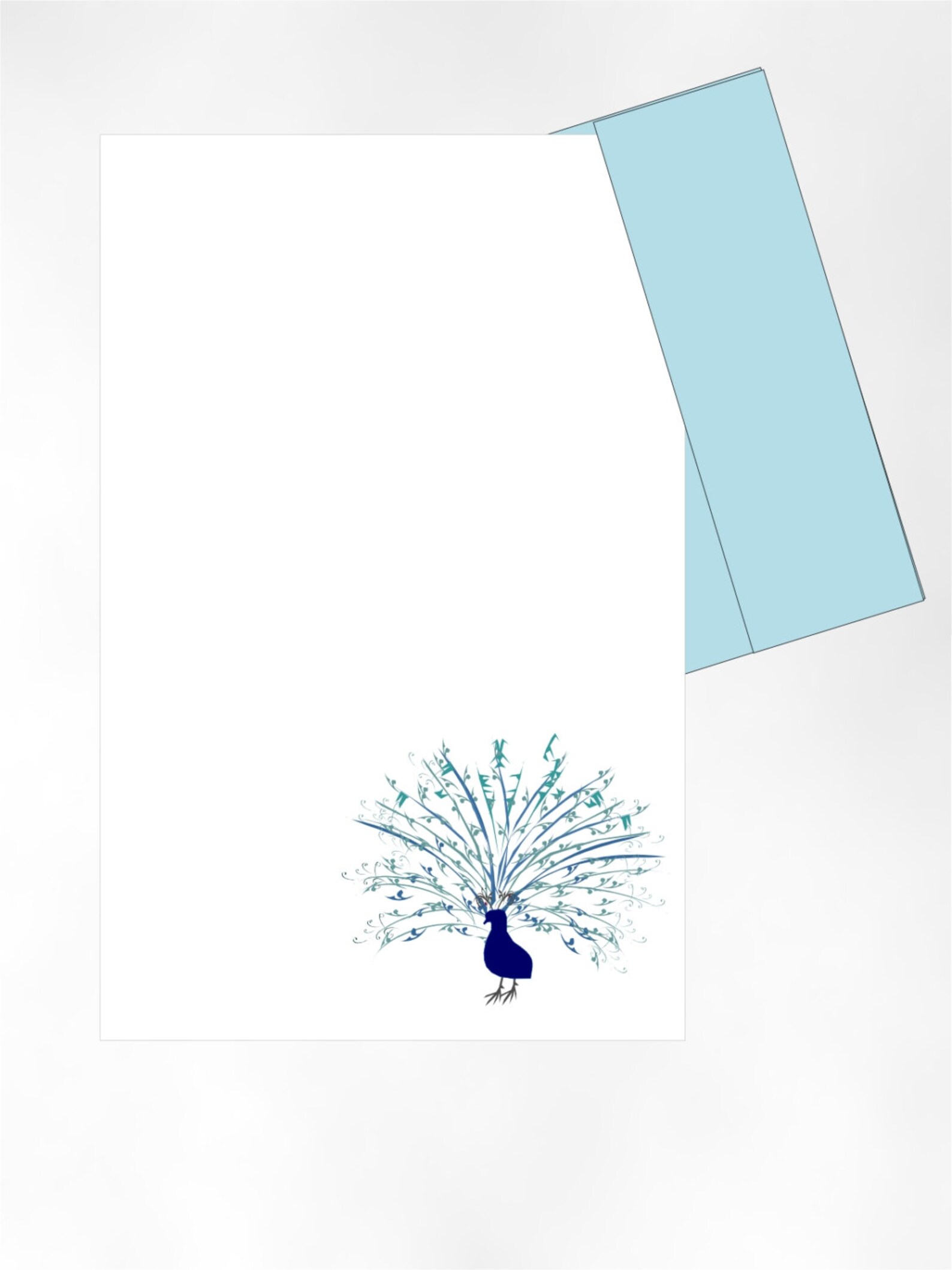 Beautiful Blue Peacock Writing Set. Set of 20 Blank Writing Sheets and ...