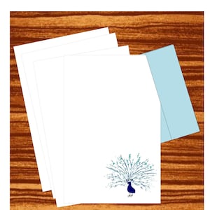 Beautiful Blue Peacock Writing Set. Set of 20 Blank Writing Sheets and ...