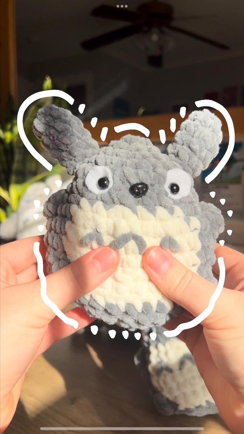 Crochet Totoro Plush, Inspired by Studio Ghibli, Chenille Yarn Anime ...