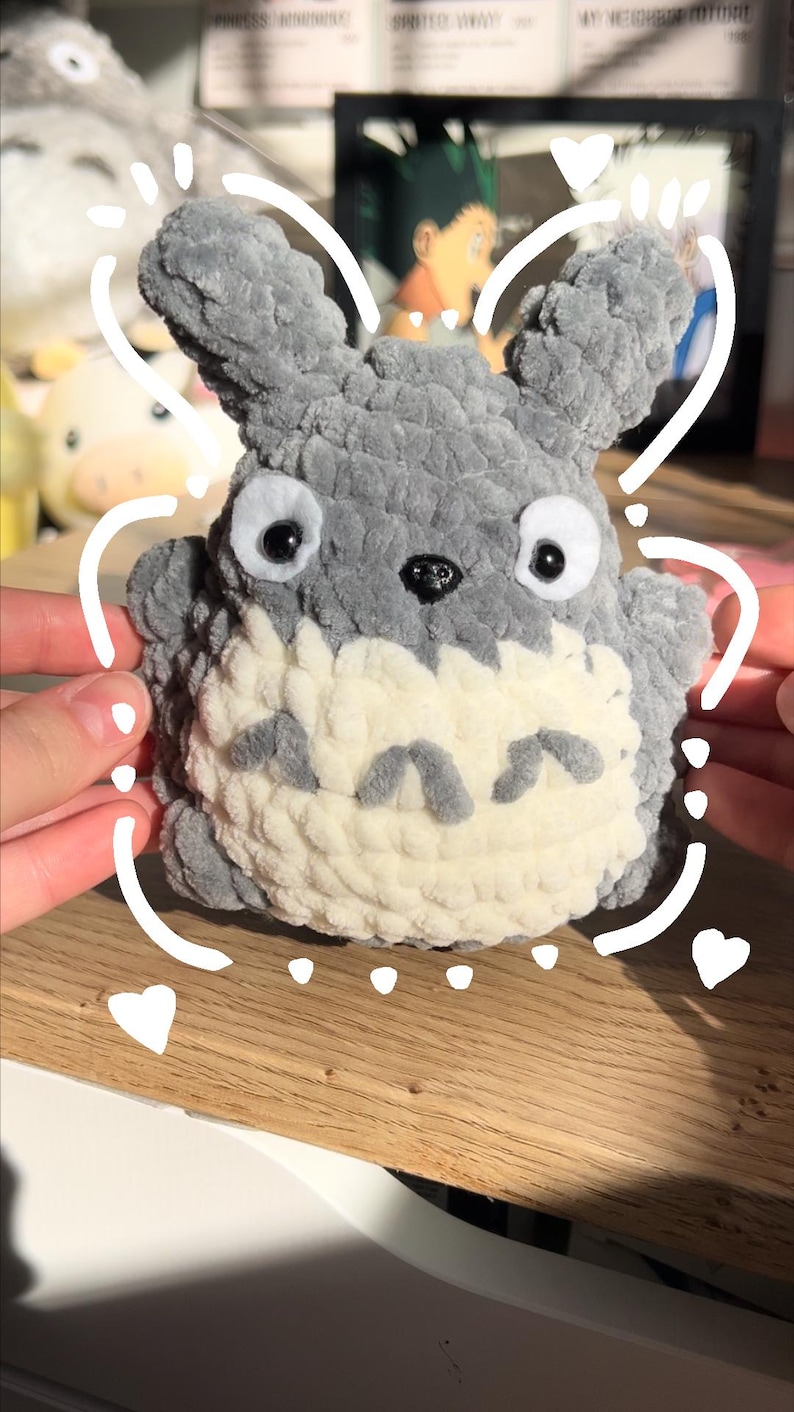 Crochet Totoro Plush, Inspired by Studio Ghibli, Chenille Yarn Anime ...