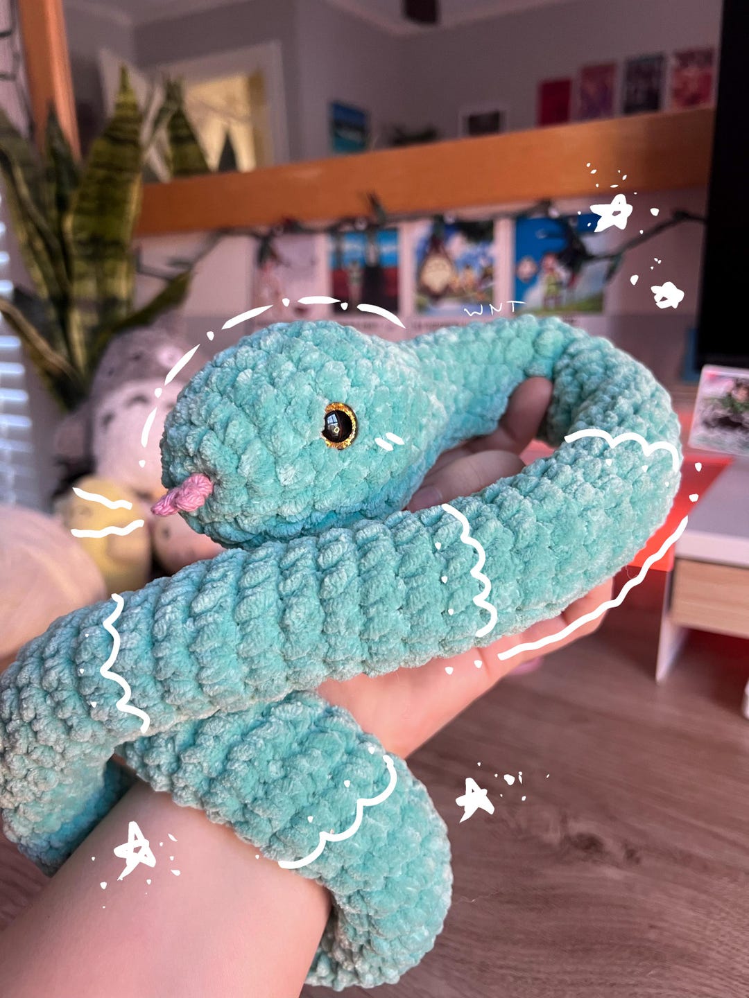 Blue Snake, Cute Snake, Slithery Snake, Snake With Tongue, Kawaii Snake ...