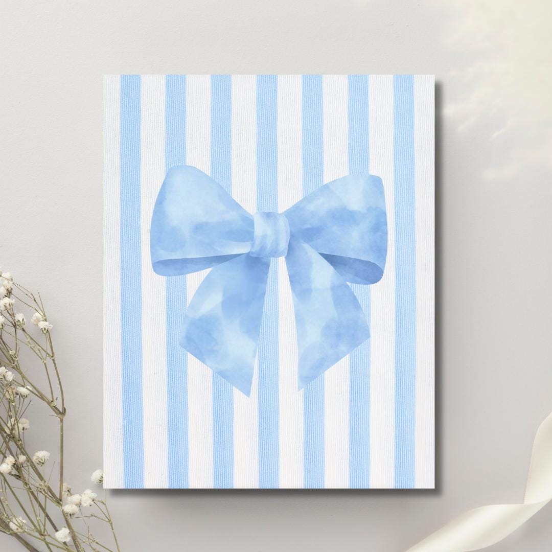 Cute Blue Bow Digital Wall Art - Etsy