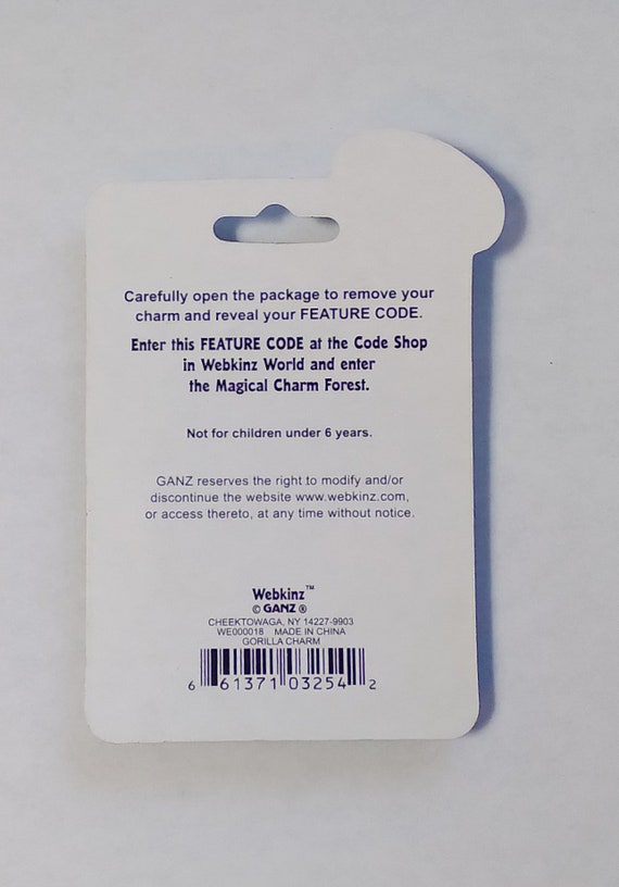 WEBKINZ GORILLA CHARM Ganz New in Original Packaging … - Gem
