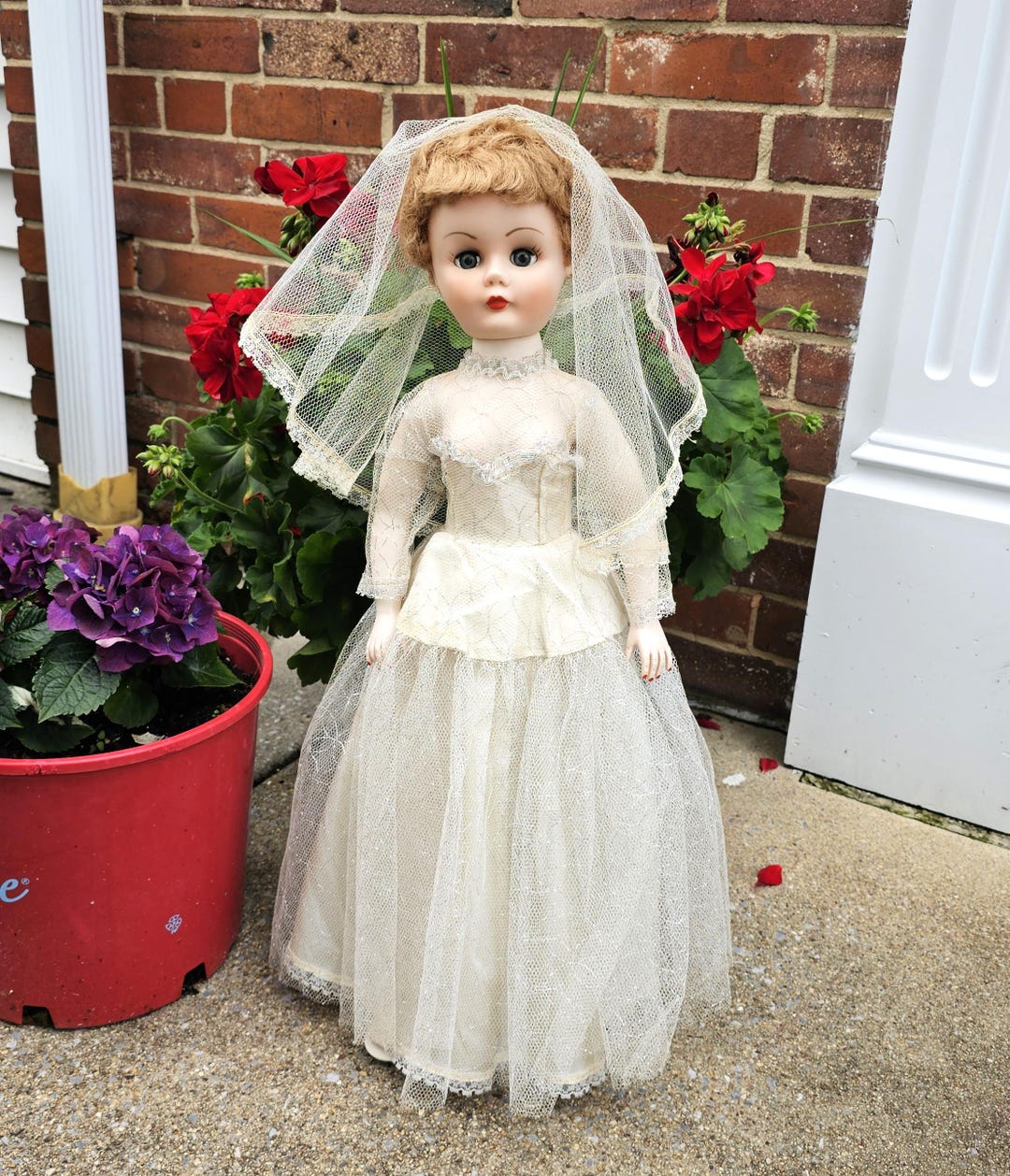 Vintage 1950's Bride Doll Large 25 Inches Soft Vinyl Bonnie Beautiful ...