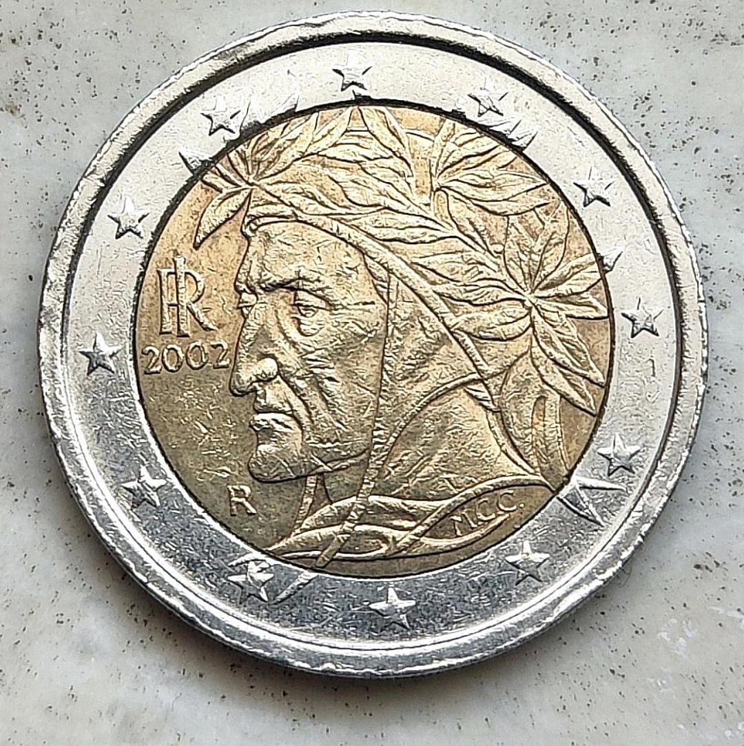 2 Euro Coin Italy Dante Alighieri 2002 - Etsy