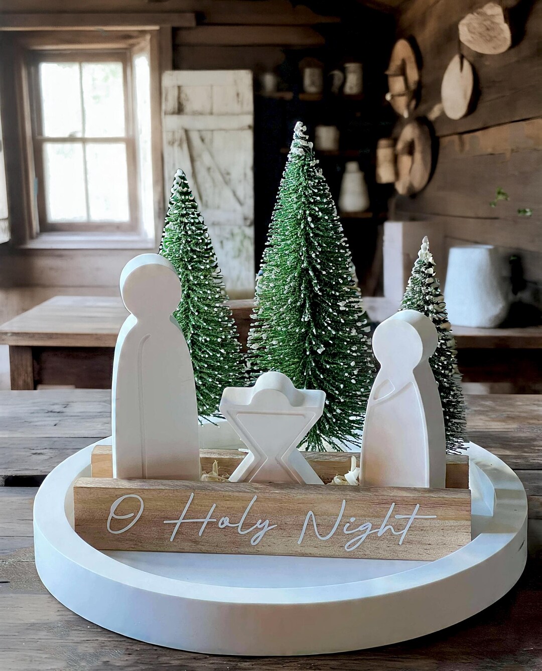 Scandinavian Nativity Scene – Mini Manger With Bottlebrush Trees ...