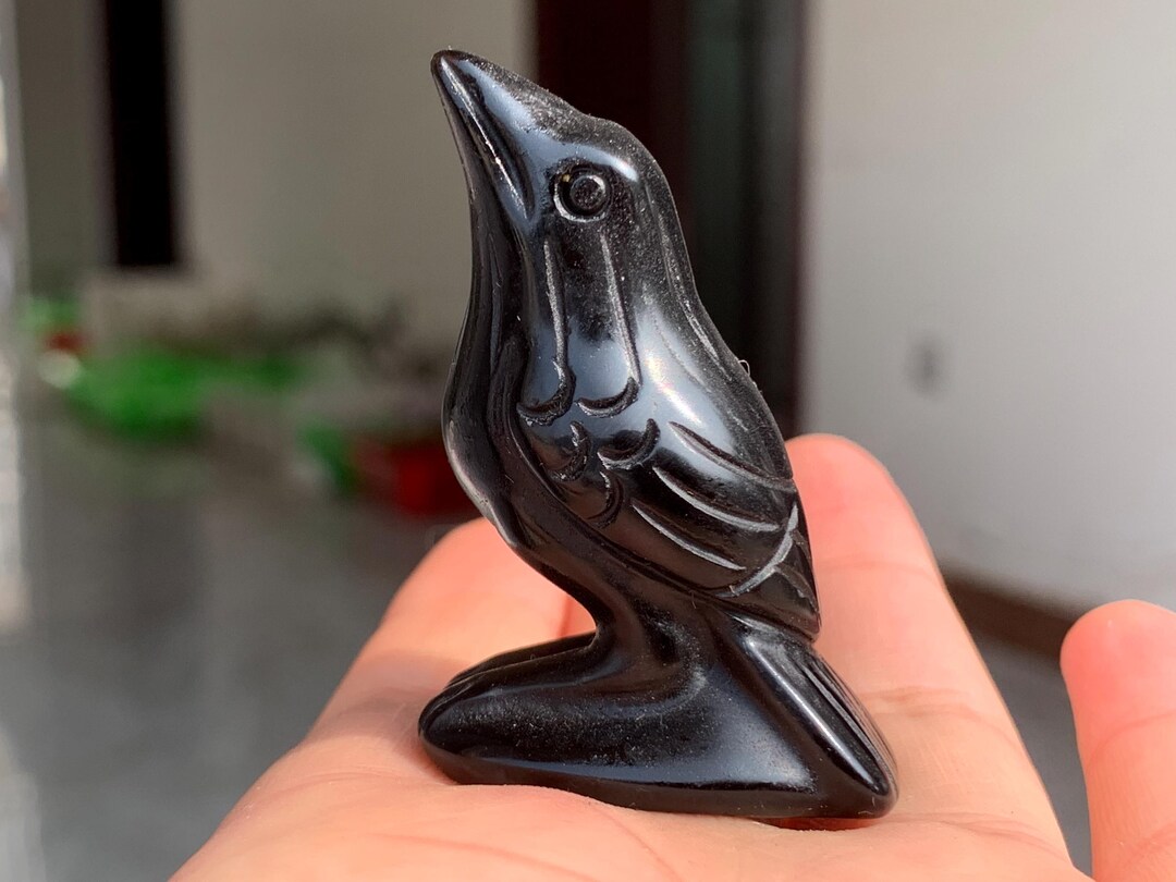 Hand Carved Obsidian Crystal Bird: Home Decor Gift (1.8'') - Etsy