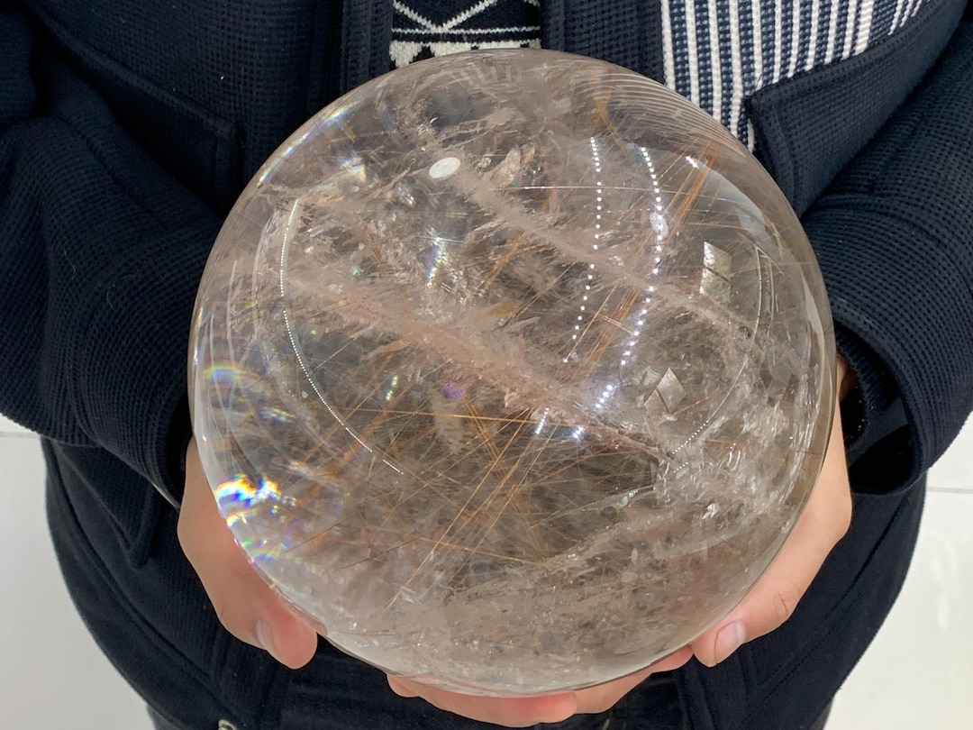 Gold Rutilated Quartz Sphere, Gold Needle Crystal Ball - Etsy