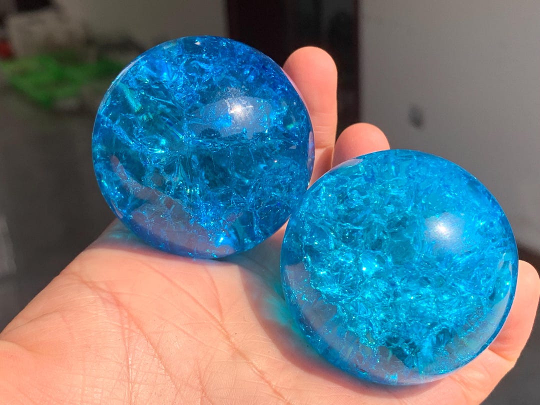 1.9''+ Blue Titanium Rainbow Magical Aura Crackle Sphere,crystal Glass ...