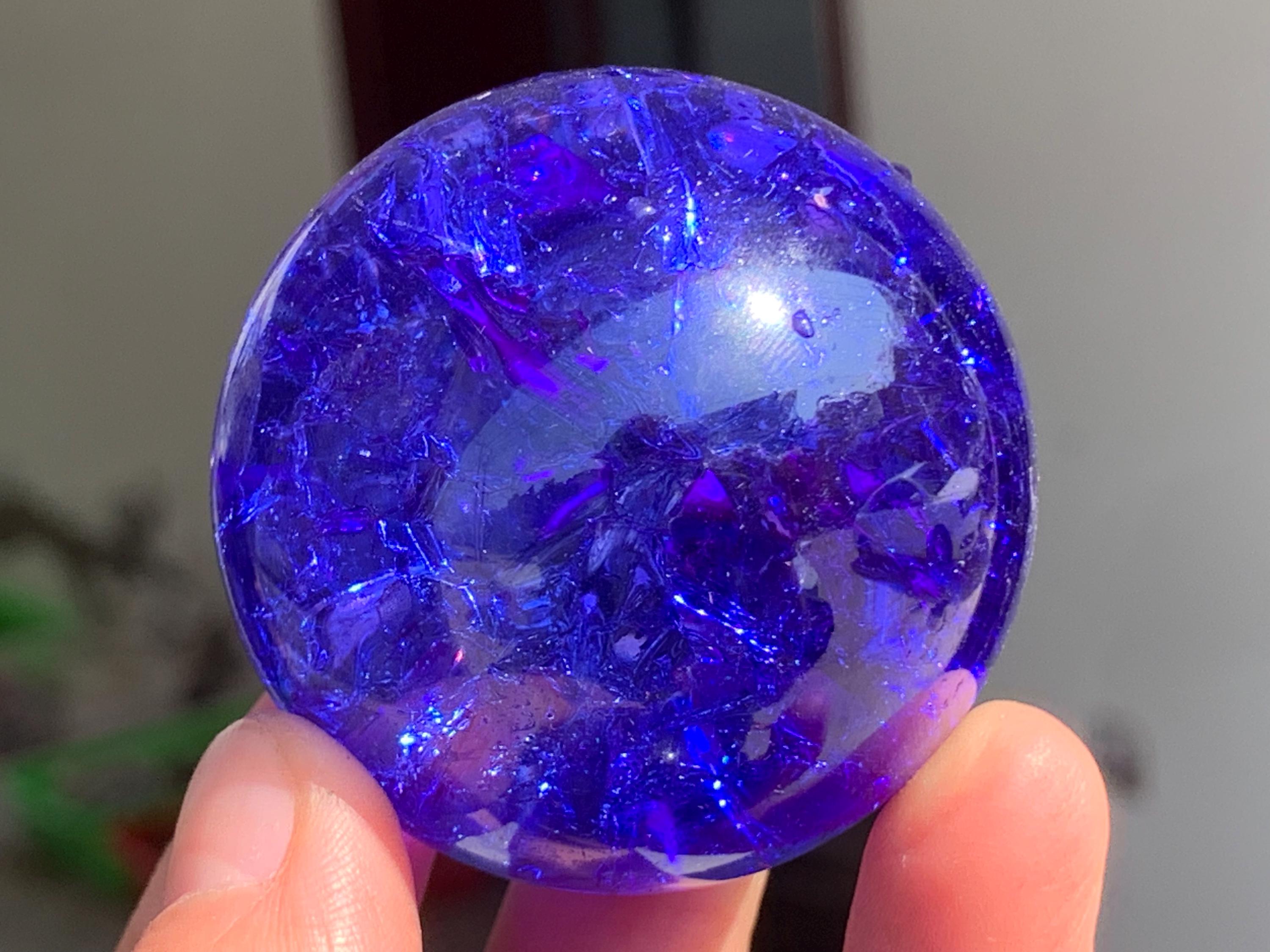 Blue Titanium Aura Crystal Sphere: Crackle Quartz Ball (50mm) - Etsy