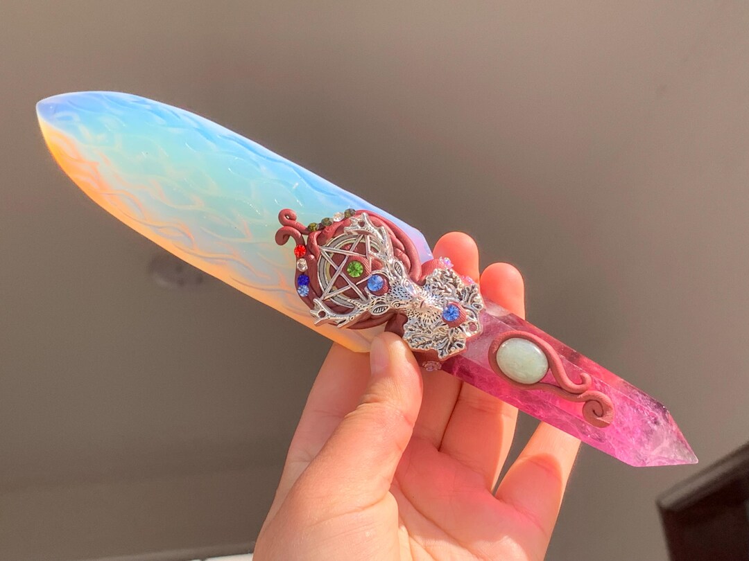 9.4''+ Opalite Crystal Dagger,quartz Crystal,purple Fluorite Obelisk ...