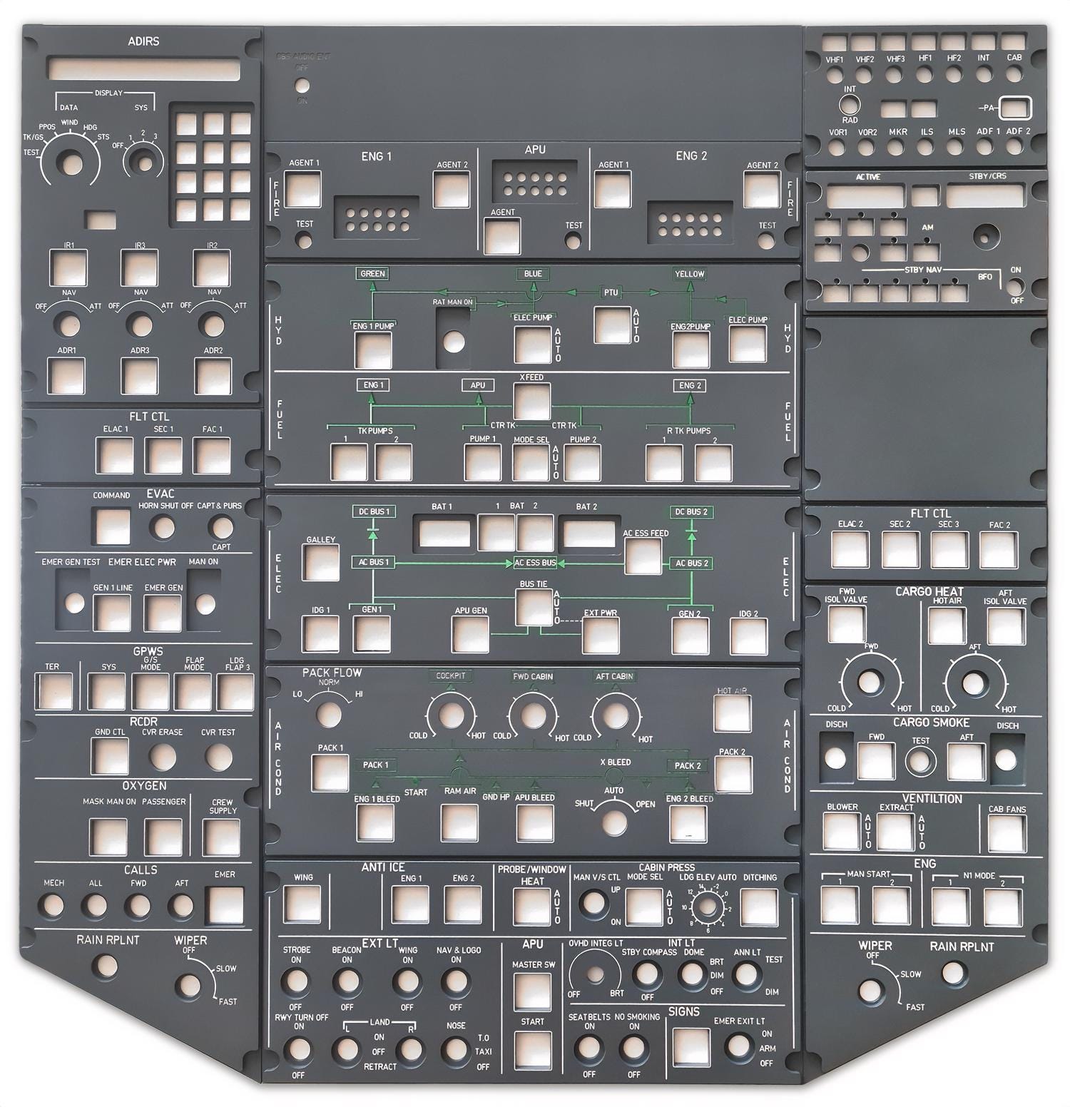 Airbus A320 Overhead Panel Replica - Perfect for Flight Simulators and ...
