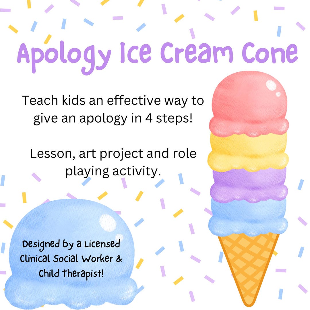 Ice Cream Apology, Social Skills Activity for Kids, Apologizing, School ...