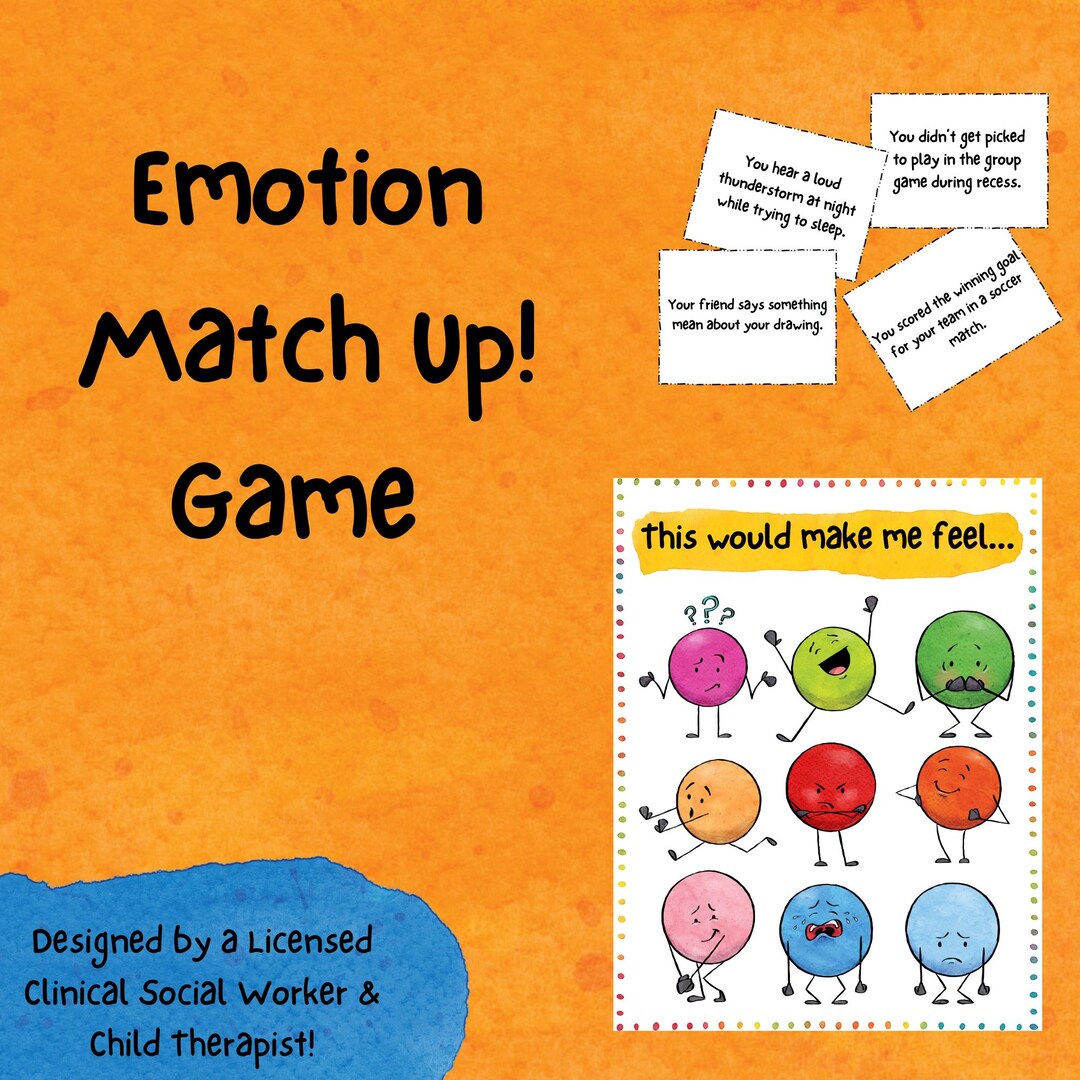Emotion Match up Game, Emotion Identification, School Counseling Activity, Therapy Game, Therapy ...