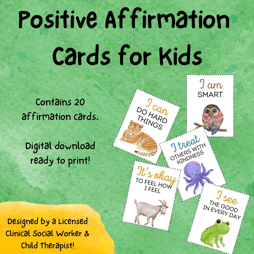 Positive Affirmation Cards for Kids, Mindfulness, Positive Self Talk ...