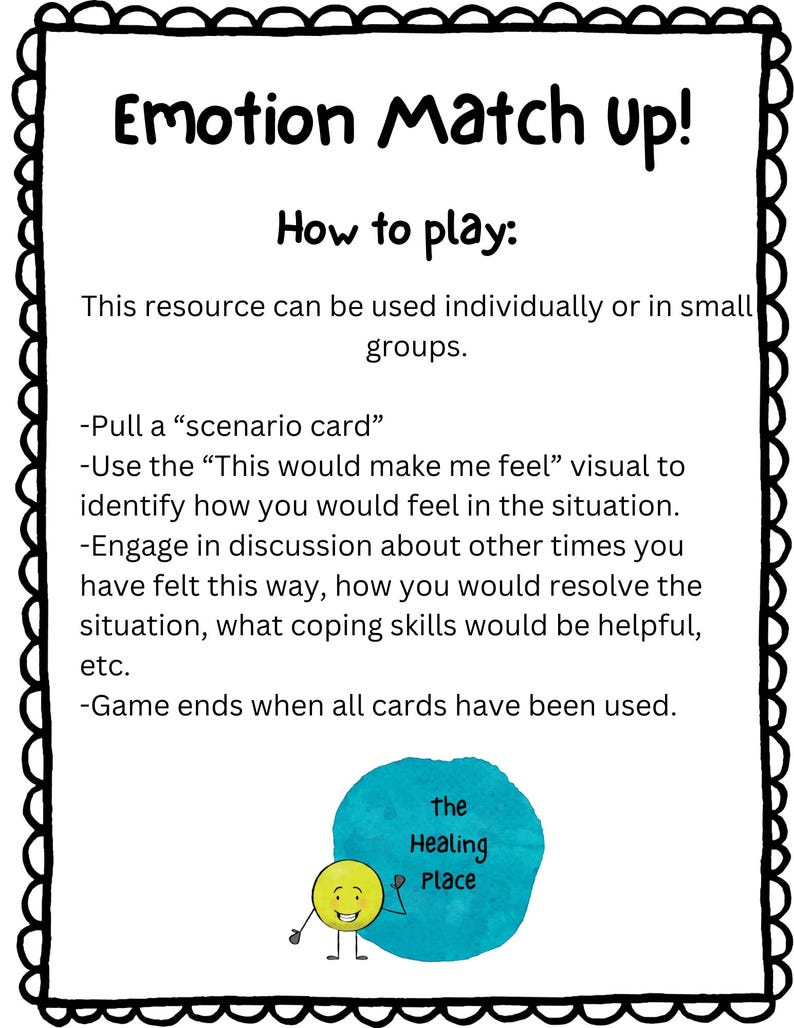 Emotion Match up Game, Emotion Identification, School Counseling Activity, Therapy Game, Therapy ...