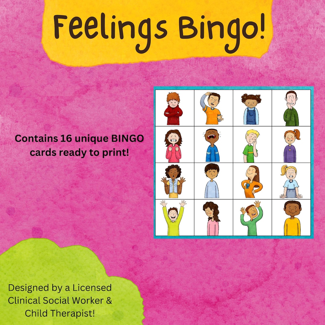 Emotions Bingo Game, Feelings Identification, Therapy Game for Kids ...
