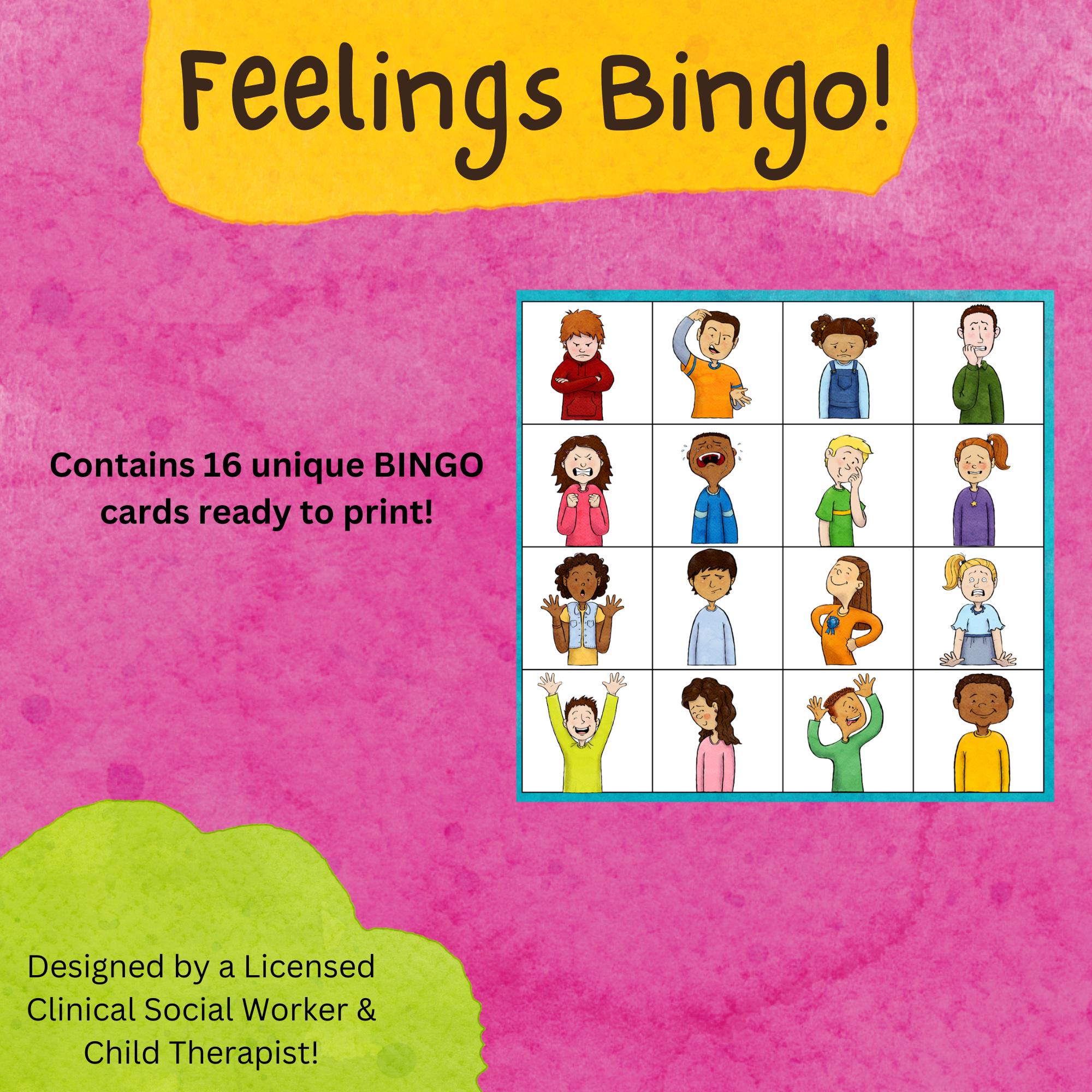 Emotions Bingo Game, Feelings Identification, Therapy Game for Kids ...